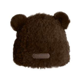 Generic Bonnet tricot&eacute; en forme dours mignon pour filles, bonnet en tricot &eacute;pais et chaud, adorable couvre-chef dhiver pour enfants, caf&eacute;, Taille unique