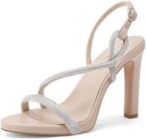 Queen Helena Sandales élégantes à talons hauts avec strass pour femme K3321, Nude, 36 EU
