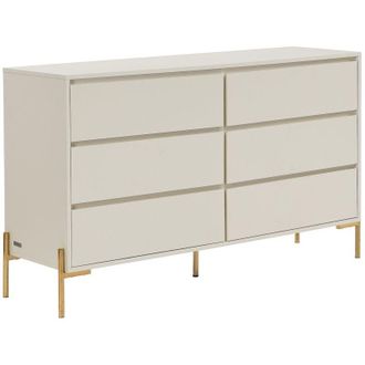 Vente-Unique Pascal Morabito - Commode 6 tiroirs - mdf et m&eacute;tal - Beige et dor&eacute; - korasa de