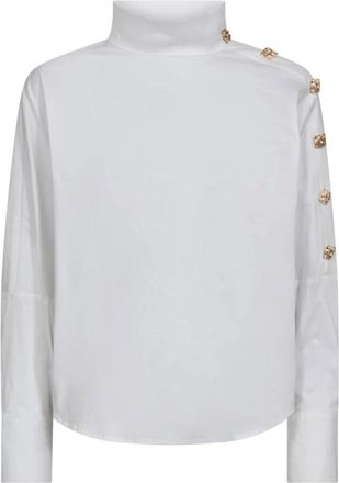 Co'Couture Femme, Tops, Blanc, Taille: 40 FR Chemisier Asym&eacute;trique &agrave; Boutons Manches Longues