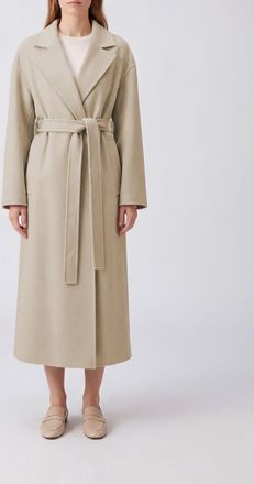 Sportmax Langer Kapuzen-Bademantel aus reiner Schurwolle mit Bindeg&uuml;rtel