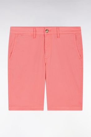 Eden Park Bermuda Chino En Coton Stretch Rose Saumon Coupe Droite