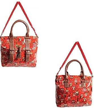 Generic Sac &agrave; main en toile cir&eacute;e imperm&eacute;able &agrave; motif hibou pour femme, Rouge, Fashion Bag