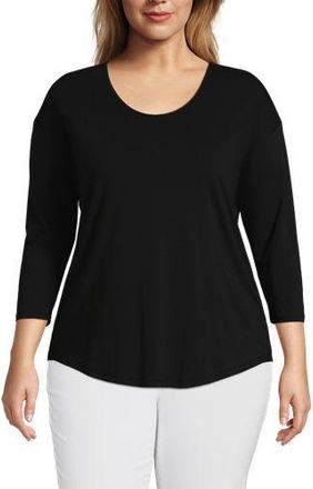Lands End Flie&szlig;endes Shirt mit Ballettausschnitt n Plus-Gr&ouml;&szlig;e, Damen, Gr&ouml;&szlig;e:52-54 plus, Schwarz, Elasthan/Baumwoll-Mischung, by Lands End