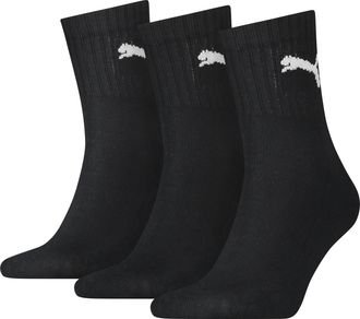 Puma Sportsocken PUMA short crew, Herren, Gr. 35-38, schwarz (3x schwarz), Baumwollmischung, Elasthan, Polyamid, Polyester, unifarben mit Farbeinsatz, elas