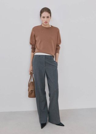 Mango Pull en maille &agrave; col rond marron moyen - Femme - XXL - MANGO