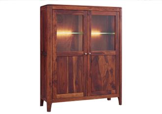 Massivmoebel24 Brooklyn 25 Credenza In Legno Di Shessham - Oliato / Noce 110x40x140