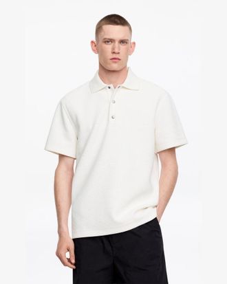Arket Poloshirt Mit Waffelmuster -Wei&szlig;