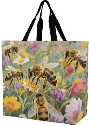Generic Abeilles Sac Fourre Tout D&eacute;contract&eacute; Sacs Grand Sac Fourre-Tout Pour Shopping Quotidienne Universit&eacute;