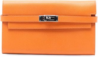 Herm&egrave;s Portemonnaie - Epsom Kelly Trifold Long Wallet - Gr. unisize - in Orange - f&uuml;r Damen
