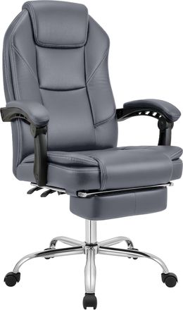 Clp B&uuml;rostuhl ergonomisch mit Fu&szlig;ablage Castle, Schreibtischstuhl gepolstert Kunstleder, Drehstuhl h&ouml;henverstellbar bis 130 kg belastbar, Farbe:grau