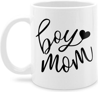 Shirtracer Tasse Tassen 325ml - Mama - Boy Mom mit Herz - 325 ml - Weiß - muttertagstasse mum teetasse moms cup mütter kaffeetasse geschenke für mutter muttertag