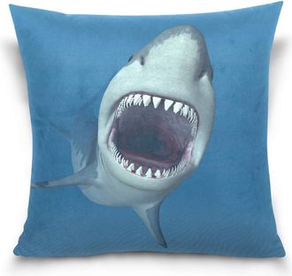 Linomo Kissenbezug 40x40 cm, Meer Tier Hai Dekorative Kissenbezug Kissenhülle für Couch Sofa Bett Hause