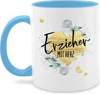 Shirtracer Tasse Tassen 325ml - Erzieher mit Herz - 325 ml - Hellblau - erzieherinnen geschenk abschied krippe beruf und job geschenke erzieherin kaffeetasse zum