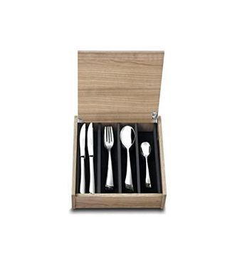 Albert de Thiers Albert de Thiers Elegance Besteckset, 48 Bestecke, 12 Tafelmesser, 12 Gabeln, 12 Essl&ouml;ffel, 12 Kaffeel&ouml;ffel, Klingen und Griffe aus Edelstahl, Holzbox