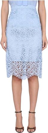 Burberry Lace Embroidered Midi Skirt - - Skirts - Damen - Blau - S