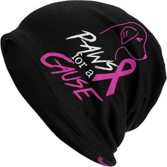 Generic Unisexe Bonnets Tricot&eacute; Cancer du Sein, Coeur De Patte Bonnet &Agrave; Revers Doux Bonnet dhiver Mode Hiver Chapeaux pour Hiver Quotidien Patinage