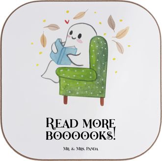 Mr. & Mrs. Panda Tassenuntersetzer Gespenst Buch - Geschenk, Untersetzer für Gläser, Glas, gläseruntersetzer, Gemütlich, Herbst, Coaster, Getränkeuntersetzer, Tischunt