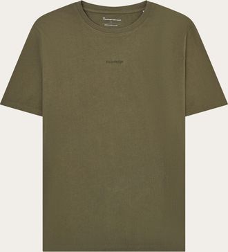 Knowledge Cotton Apparel Herren vegan T-Shirt Bruststickerei Gebrannte Olive