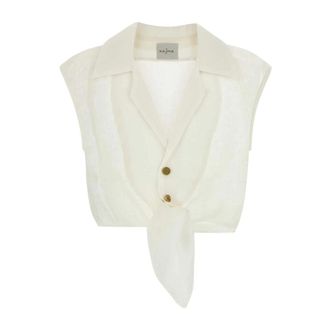 Le Kasha Femme, Blouses et Chemises, Blanc, Taille: 40/42 FR Sanabo Linen Top