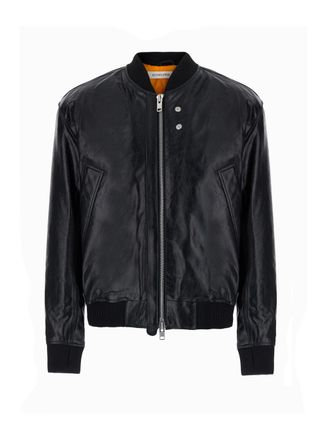 Sunflower Leather Bomber Jacket - Black