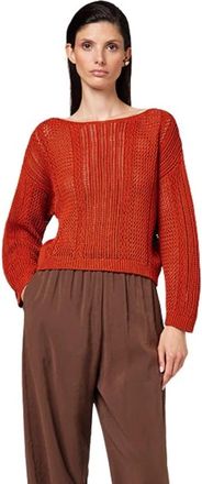 Alpha Studio Femme, Pulls, Orange, Taille: 40 FR Maille &agrave; Manches Longues et Encolure Bateau