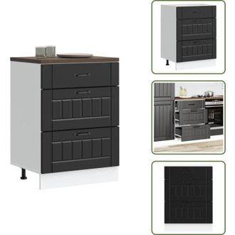 vidaXL The Living Store K&uuml;chenunterschrank Lucca Schwarz Holzwerkstoff - Holzwerkstoff