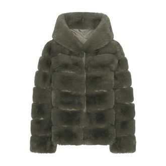 Americandreams Blake Short Faux Fur Jacket - - Jackets - Damen - Gr&uuml;n - S