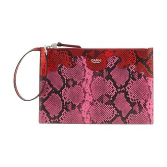 Ganni Pochette en cuir effet serpent - Femme - Sacs - Rose - Taille: ONE Size