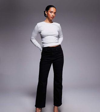 Good American Petite - Gerade geschnittene, niemals verblassende Jeans-Schwarz