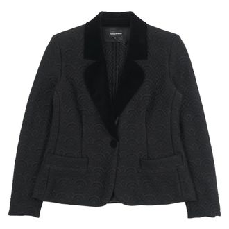 Emporio Armani Einreihige Jacke mit gestepptem Muster und Samtrevers - - Jackets - Damen - Schwarzk - XS