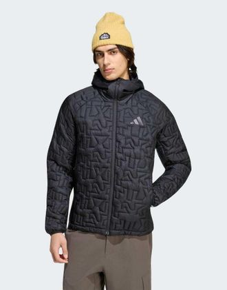 adidas Terrex xperior primaloft veste &agrave; capuche isolante rembourr&eacute;e ample noire