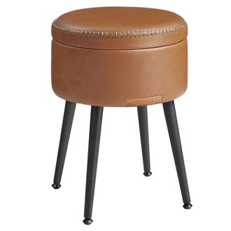 Vasagle EKHO Kollektion - Sitzhocker, Sitzbank mit Stauraum, Sitztruhe, Kunstleder, Nähte, Mid-Century-Modern-Stil, modern, rund, Stahlbeine, bis 150 kg belas
