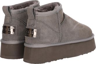 OOG Generation Boots Damen Lederboots Stiefel Mini Boots, Schneestiefel echtes Leder, warme und Fell gefütterte Winterschuhe, rutschfeste, Flache, bequem und Kurze S