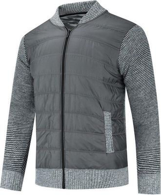 AlltheMen Strickjacke Herren Patchwork-Design Cardigan mit Rei&szlig;verschluss