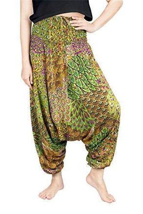 Lofbaz Femmes Paon Harem 2 en 1 Combinaison Pantalon Vert Clair 3XL
