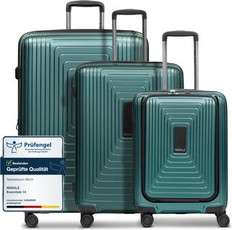 Redolz Hartschalen Koffer-Set-3-teilig | S 55 cm Laptopfach + M 66 cm + L 77 cm | Dehnfalte erweiterbar | Ultra-leicht | 4-Rollen & TSA (Essentials 14)