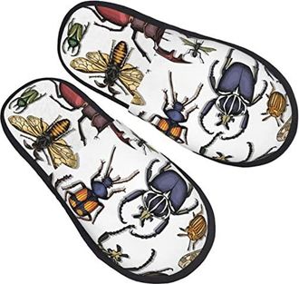 Generic Chaussons Femme Homme Insectes Lumineux Chaussures DInt&eacute;rieur Peluche Maison Pantoufles Confortable Chausson DHiver Pour Int&eacute;rieur H&ocirc;tel Ext&eacute;rieur L