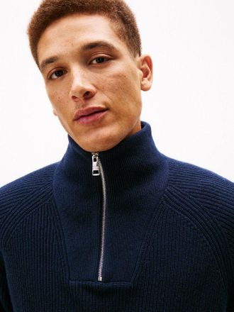 Tommy Hilfiger Troyer FISHERMAN RIB ZIP MOCK relaxed fit, Stehkragen mit Rei&szlig;verschluss