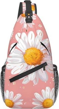 Generic Sacoche Bandouliere Motif de marguerite mignon Casual Sling Bag Antivol Sac &agrave; Dos De Voyage pour Homme Femme Voyage