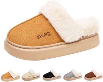 Generic Pantoufles en mousse à mémoire de forme pour femme avec doublure en peluche moelleuse - Chaussons dhiver doux et confortables en daim - Semelle antidé