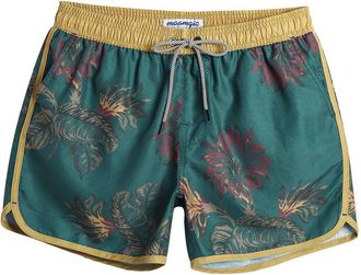 Maamgic Herren Badeshorts Vintage Retro Boardshorts Schnelltrocknend Kurz Badehose Schwimmhose mit Mesh-Futter und Verstellbarem Tunnelzug (XS, Gelb Dunkelgrü