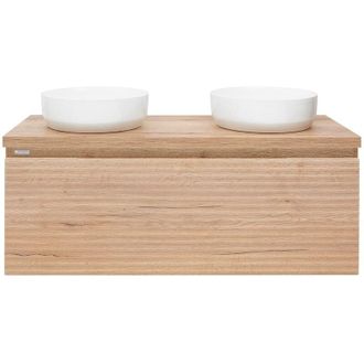 Puma Naturel Meuble sous lavabo strié pour salle de bain Naturel Savona 118x43x44,8 cm chêne halifax mat (SAVONA120DHD)