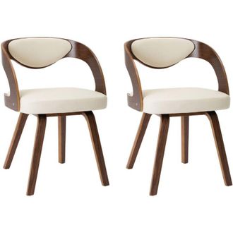 vidaXL Vidaxl - Chaises &agrave; manger lot de 2 cr&egrave;me bois courb&eacute; et similicuir