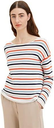 Tom Tailor 1036918 Pull Femme,32092 - Red Blue Knit Stripe,S