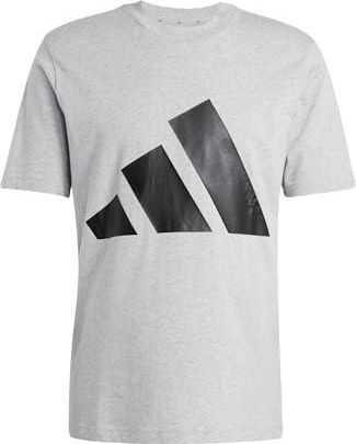 adidas Mens T-Shirt Grand Logo Essentials, Medium Grey Heather/Black, 3XL