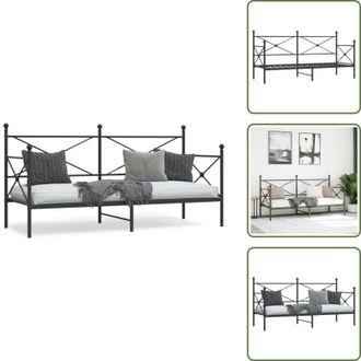 vidaXL The Living Store - vidaXL Etagenbett ohne Matratze Schwarz 90x200 cm Stahl