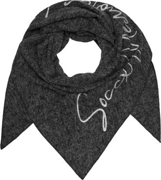 soccx Damen Dreieckstuch aus Flauschstrick mit Glitter Print Black Melange, None