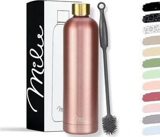 Milu Grande bouteille isotherme 1 L anti-fuite Pour v&eacute;lo, camping, sport, salle de sport Brosse de nettoyage