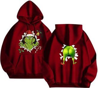 Generic Le Grinch Sweat A Capuche Femme 2025 The Pilou Sweatshirts Moche Vetement Femmes Chaud Oversize Deguisement Plaid Adulte Sweet Hiver Noël Vêtements Pu